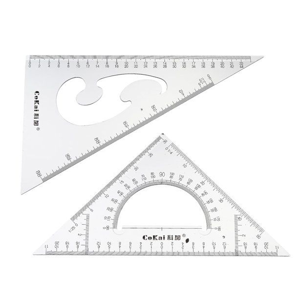Uxcell 8.66'' 30/60 45/90 Degrees Triangle Ruler Square Set with Built ...