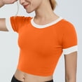 Dagugfen Athletic Crop Tops for Women Color Blocked Crew Neck Slim ...