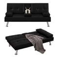 GJQ Convertible Faux Leather Futon Sofa Bed , Modern Folding Sofa Couch ...