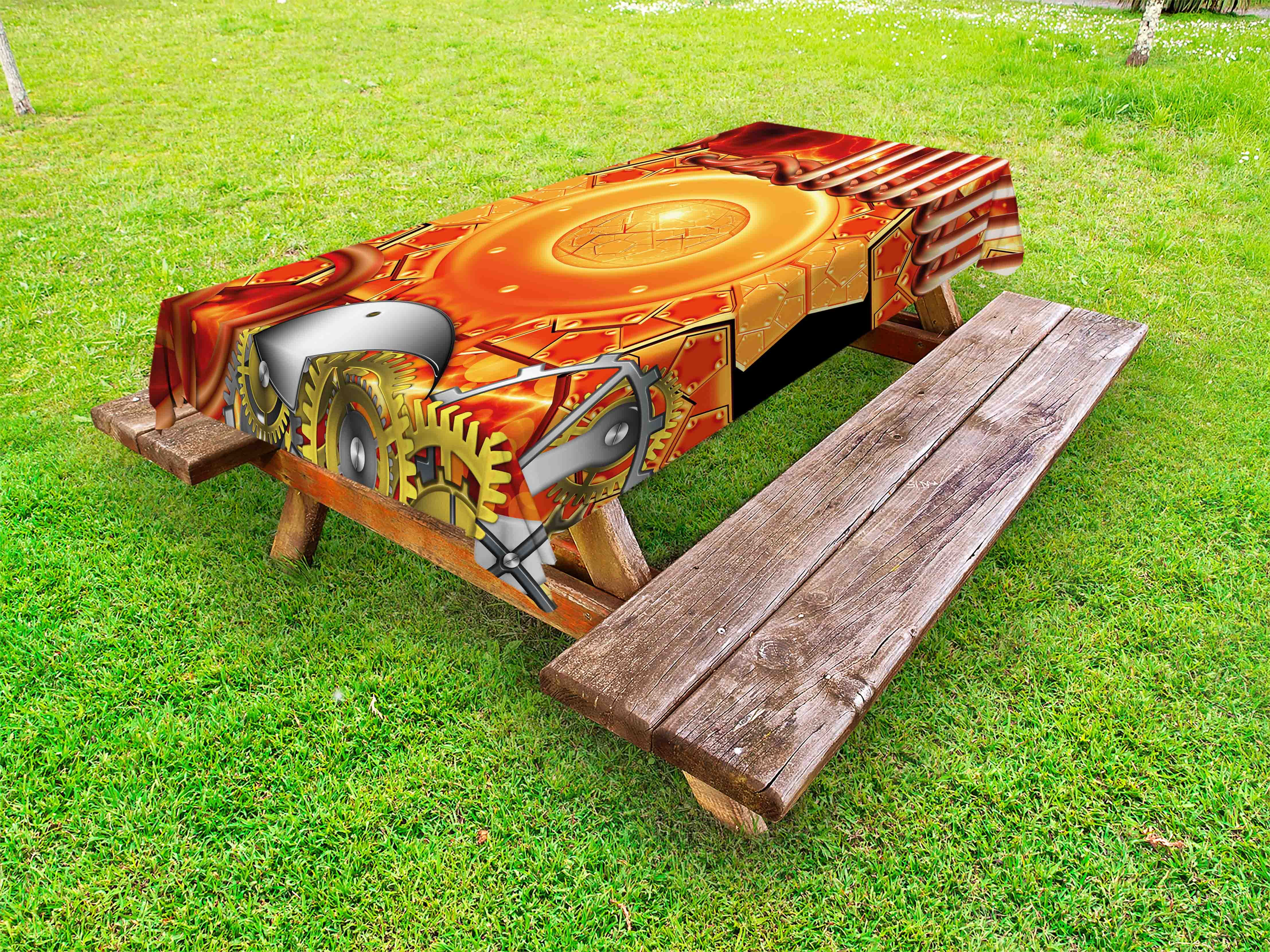 Steampunk Outdoor Tablecloth, Steampunk Retro Mechanism Antique Engine ...