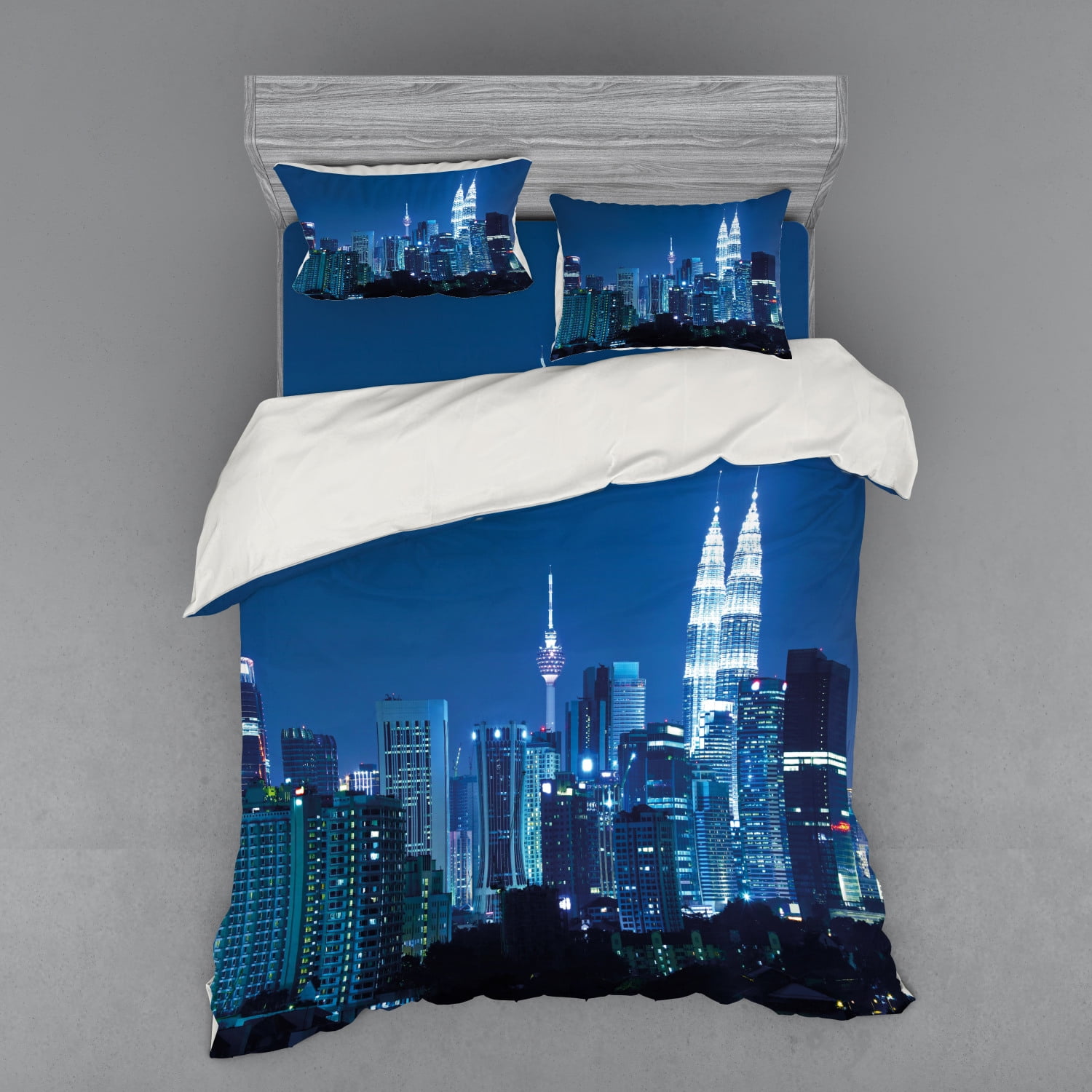 Ambesonne Landscape Bedding Set 4 Pcs, Kuala Lumpur Skyline, Queen ...