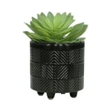 Sagebrook Home Set Of 2 6/8" Textured Planters, Shiny Black, Round ...