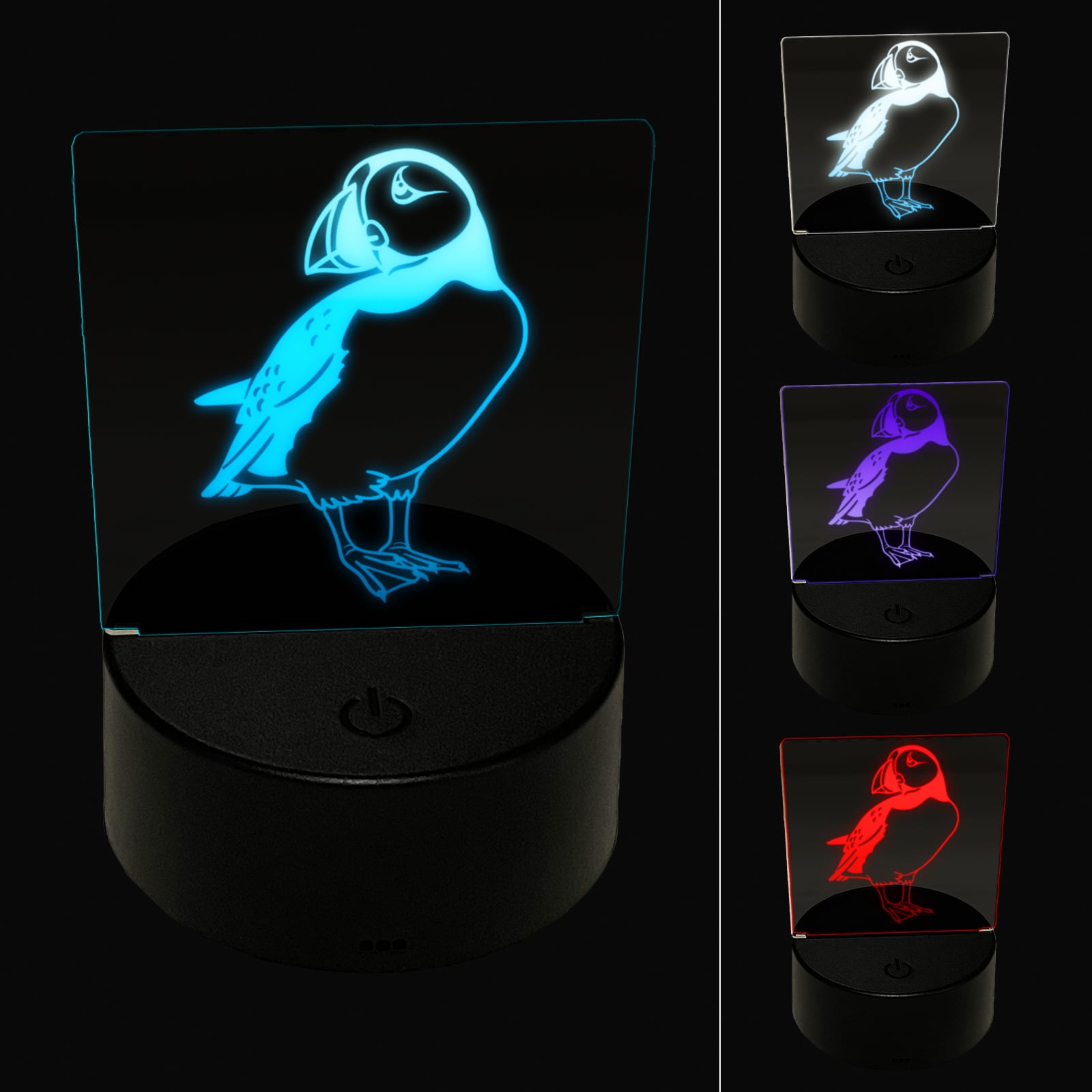 Shy Puffin Bird LED Night Light Sign 3D Illusion Desk Nightstand Lamp ...