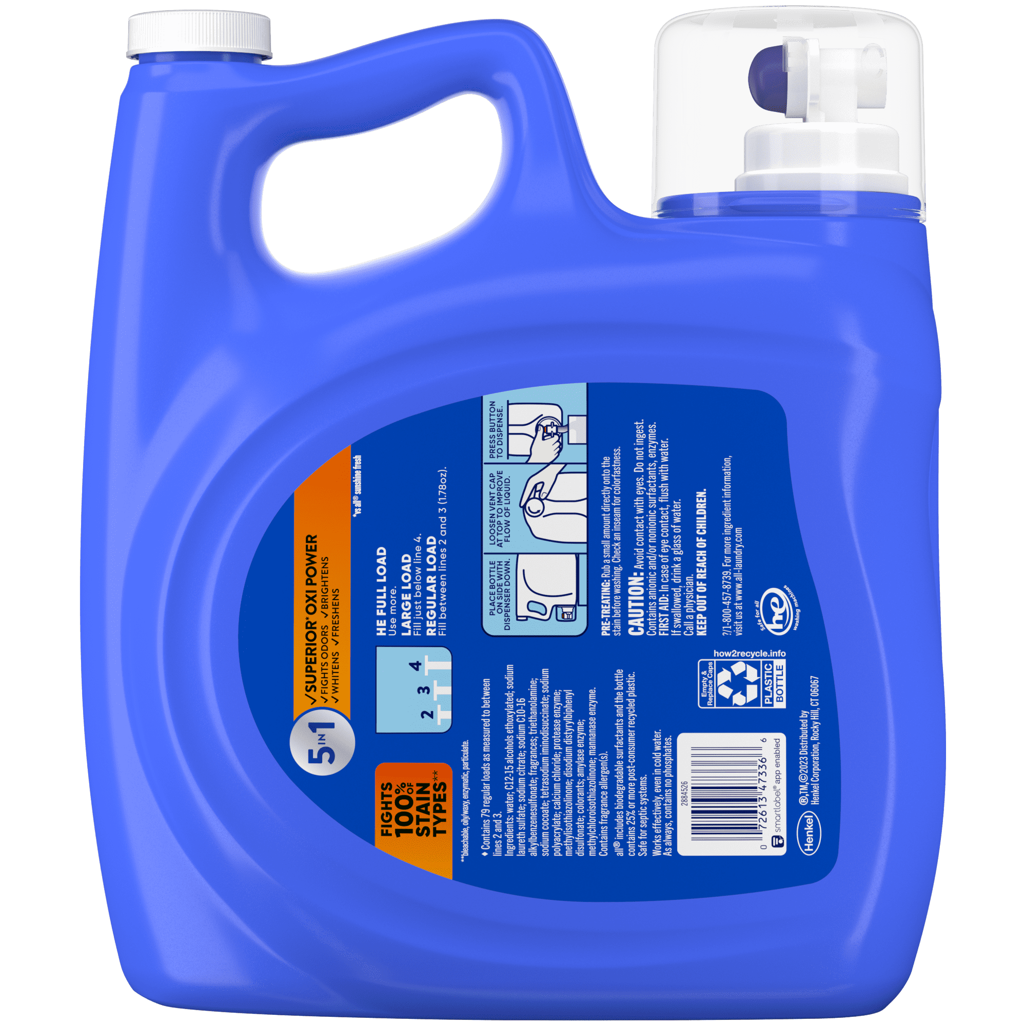 All Liquid Laundry Detergent Fresh Clean Oxi Plus Odor Lifter 141 Fl