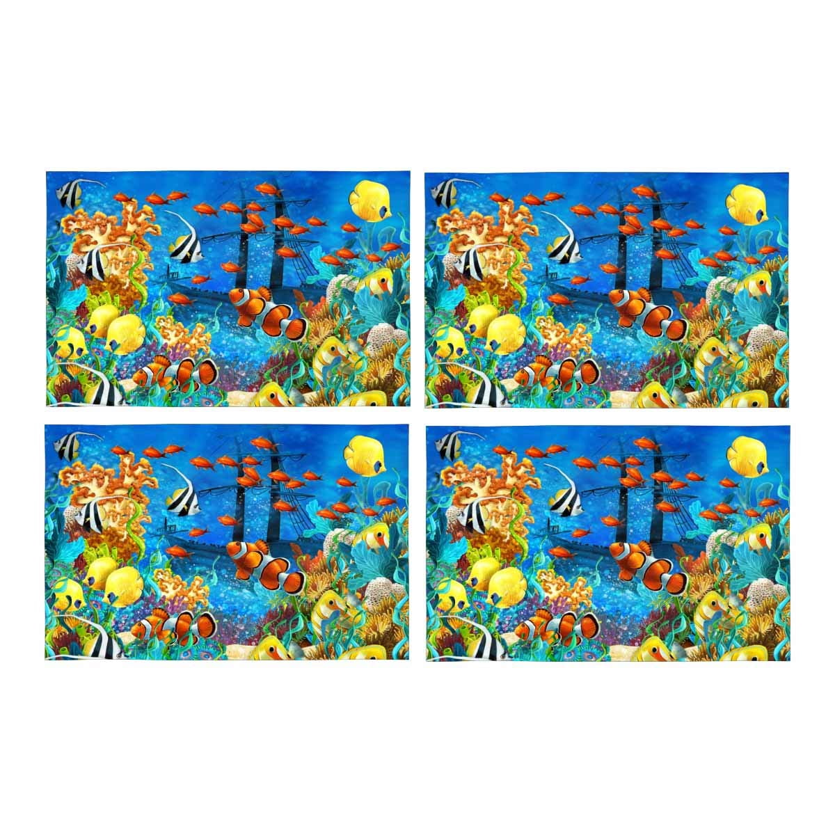 MKHERT Tropical Coral Reef Fishes Ocean Sea Life Placemats Table Mats ...