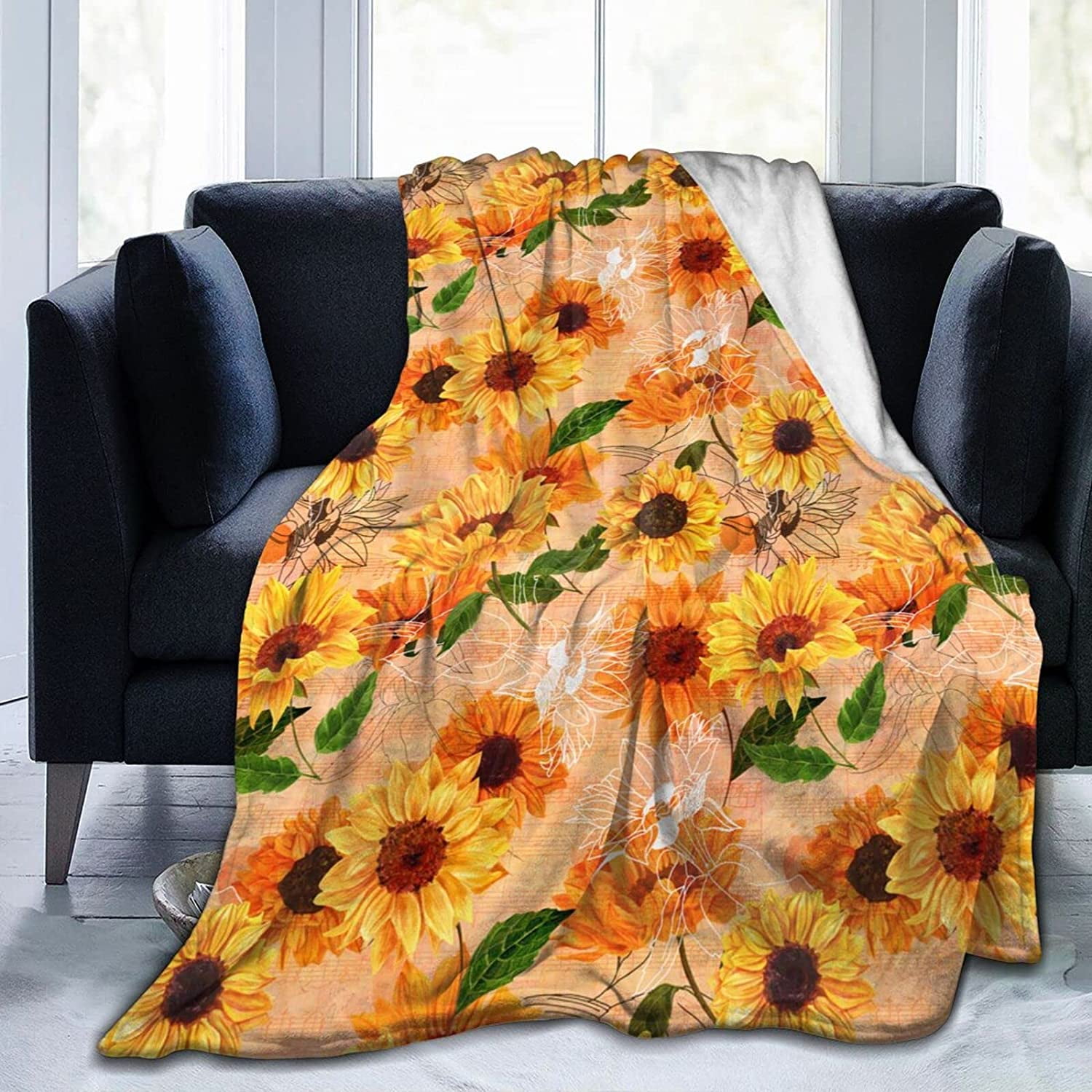 Ultra Soft Blanket Sunflower Throws Blanket Plush Fuzzy Lightweight ...