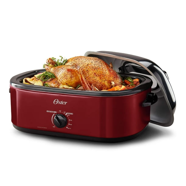 Oster 18 Quart Red Roaster with High Dome & Self-Basting Lid - Walmart.com