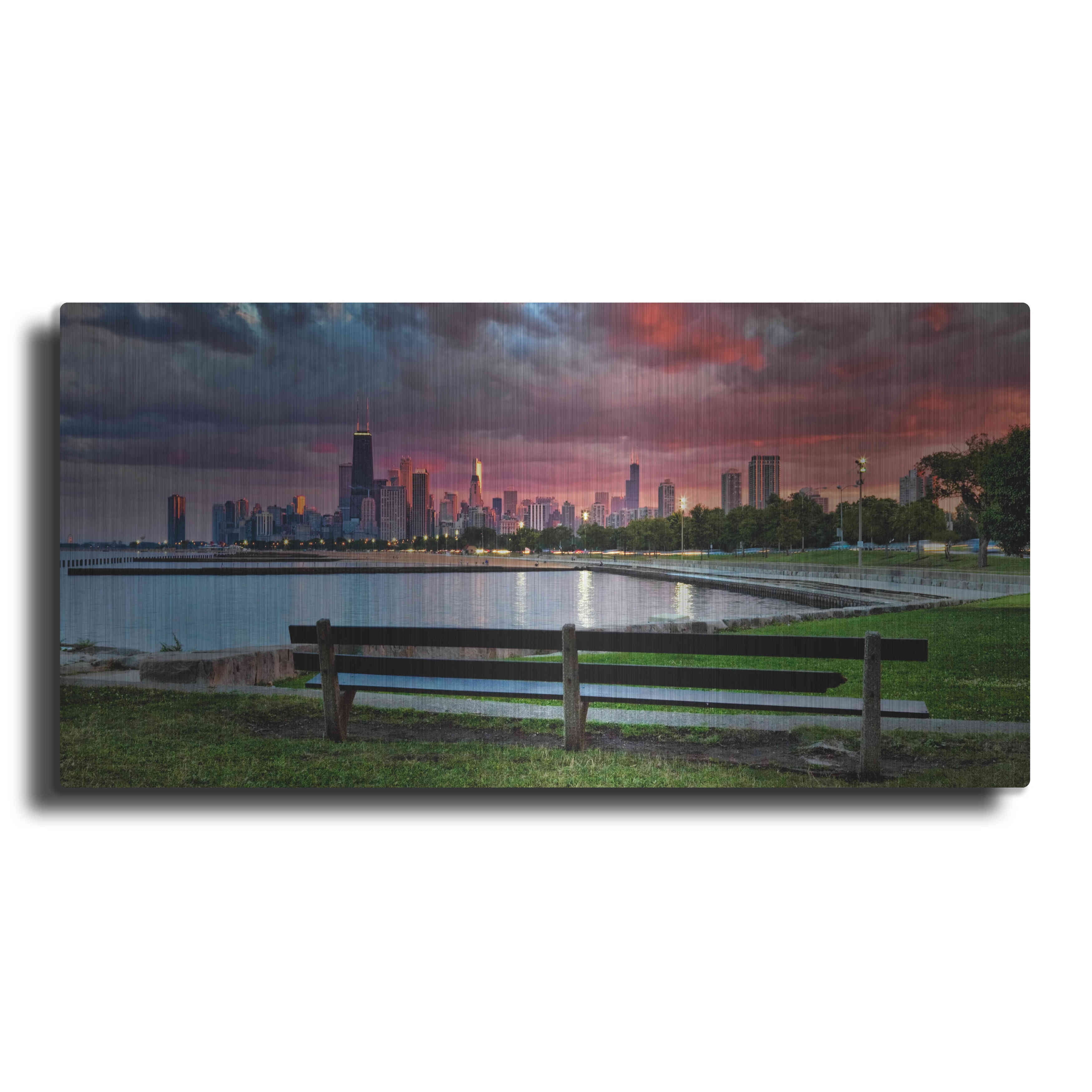 Luxe Metal Art 'North Avenue Beach at Sunset,', Metal Wall Art, 48"x24 ...