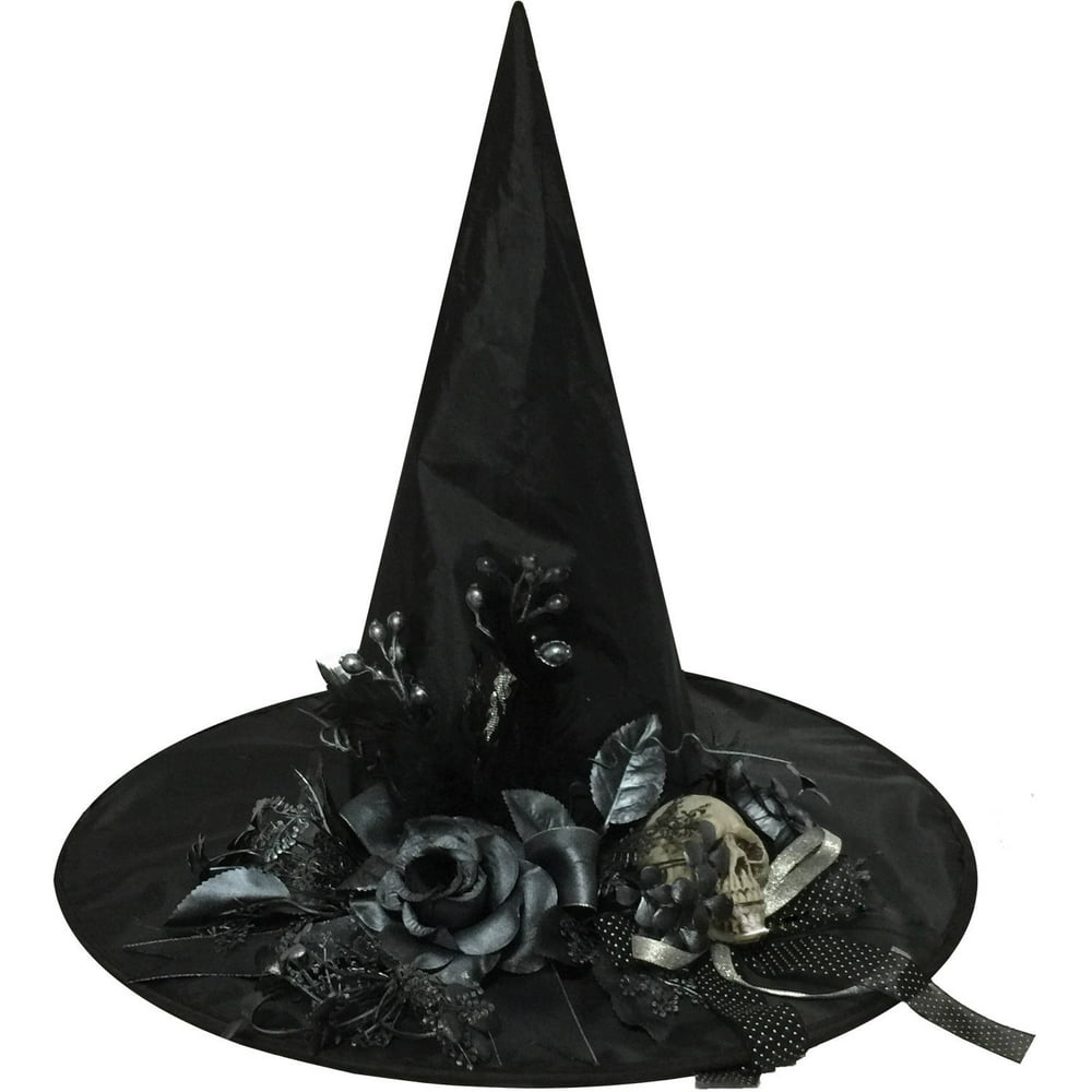 Witch Hat with Flower Adult Halloween Accessory - Walmart.com - Walmart.com