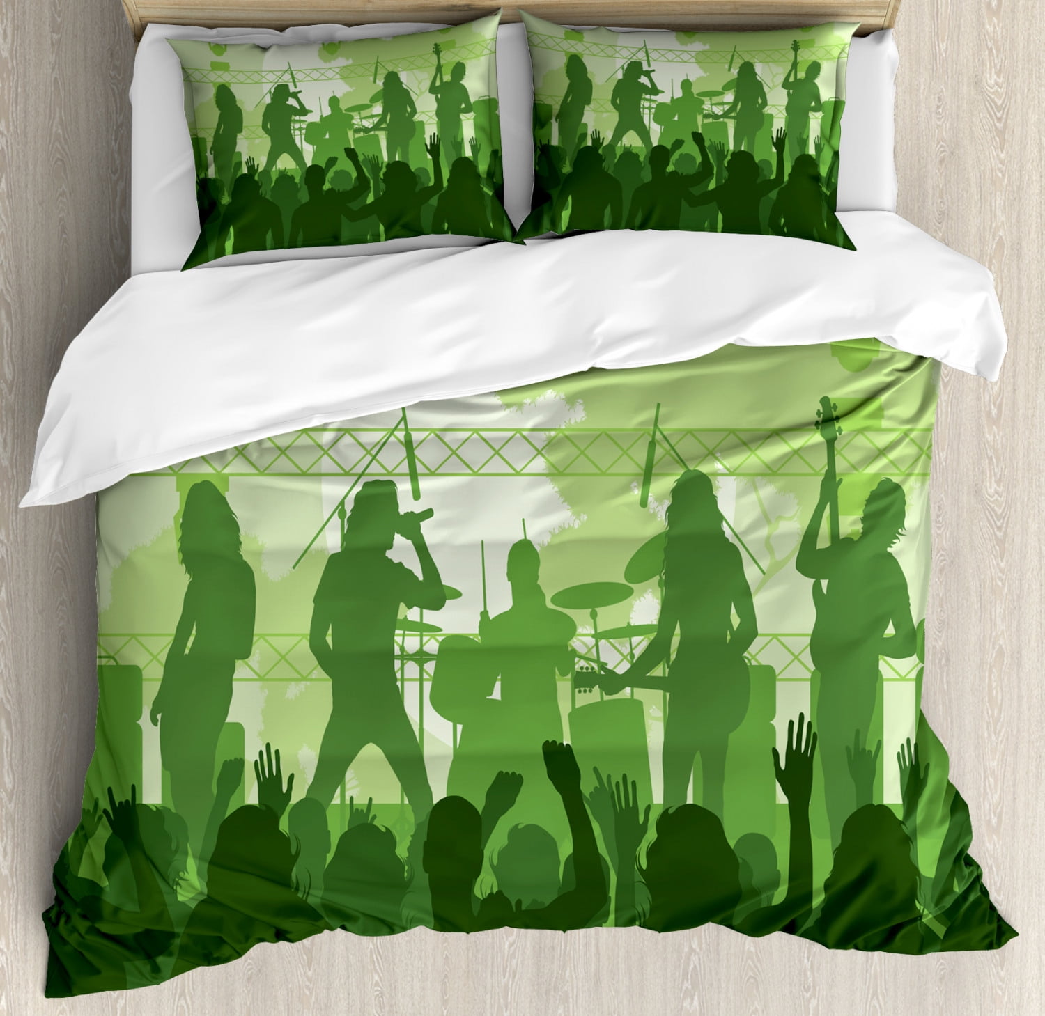 Music Duvet Cover Set King Size, Rock Concert Concept Band Performing ...