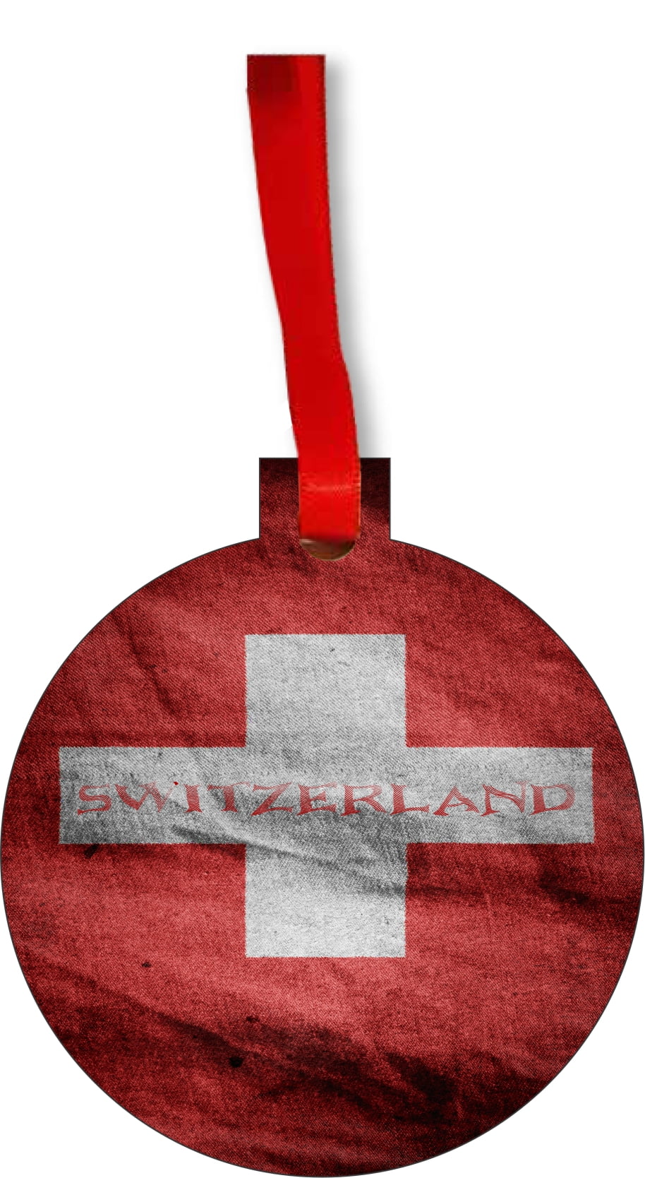 Flag Switzerland Swiss Grunge Waving Flag Round Shaped Flat Hardboard ...