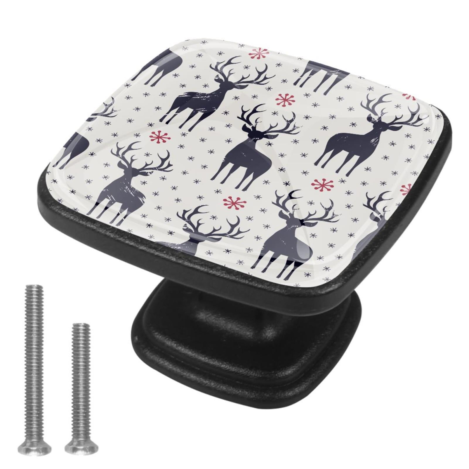 4 Pcs Cabinet Handle Drawer Pulls Snowflake Deer Knobs with Screws ...