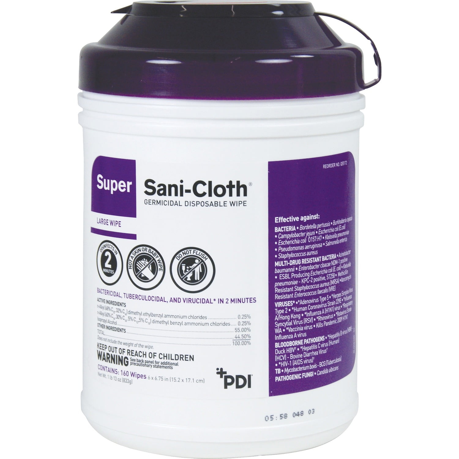 PDI Healthcare Sani Cloth Wipes Super 6"x6-3/4" 160 Wipes PSSC077172 ...