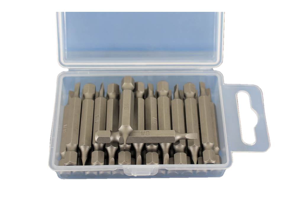 TEMO 25 pc 1/8 Inch (3.8 mm) Slotted Flat Head 2 Inch (50 mm) Impact ...