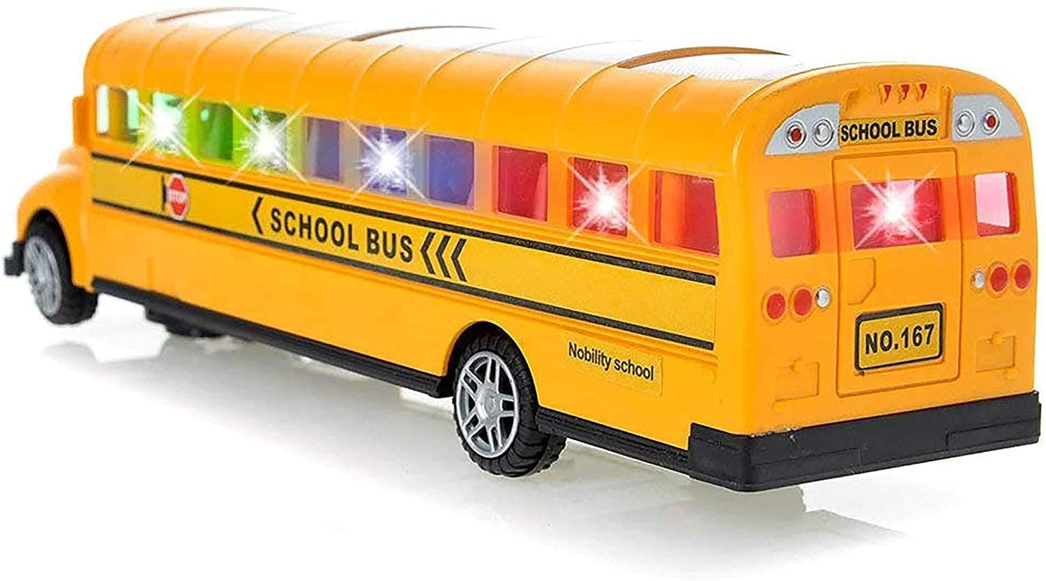 HTWW Model School Bus Toys for Kids, Long Nose Yellow Toy Vehicle for ...