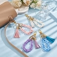 4 Pcs 4 Colors Chunky Chain Link Key Ring Leather Tassel Key Bracelets ...