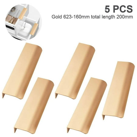 5 Pack Modern Style Finger Edge Pull Furniture Drawer Handles-Gold ...