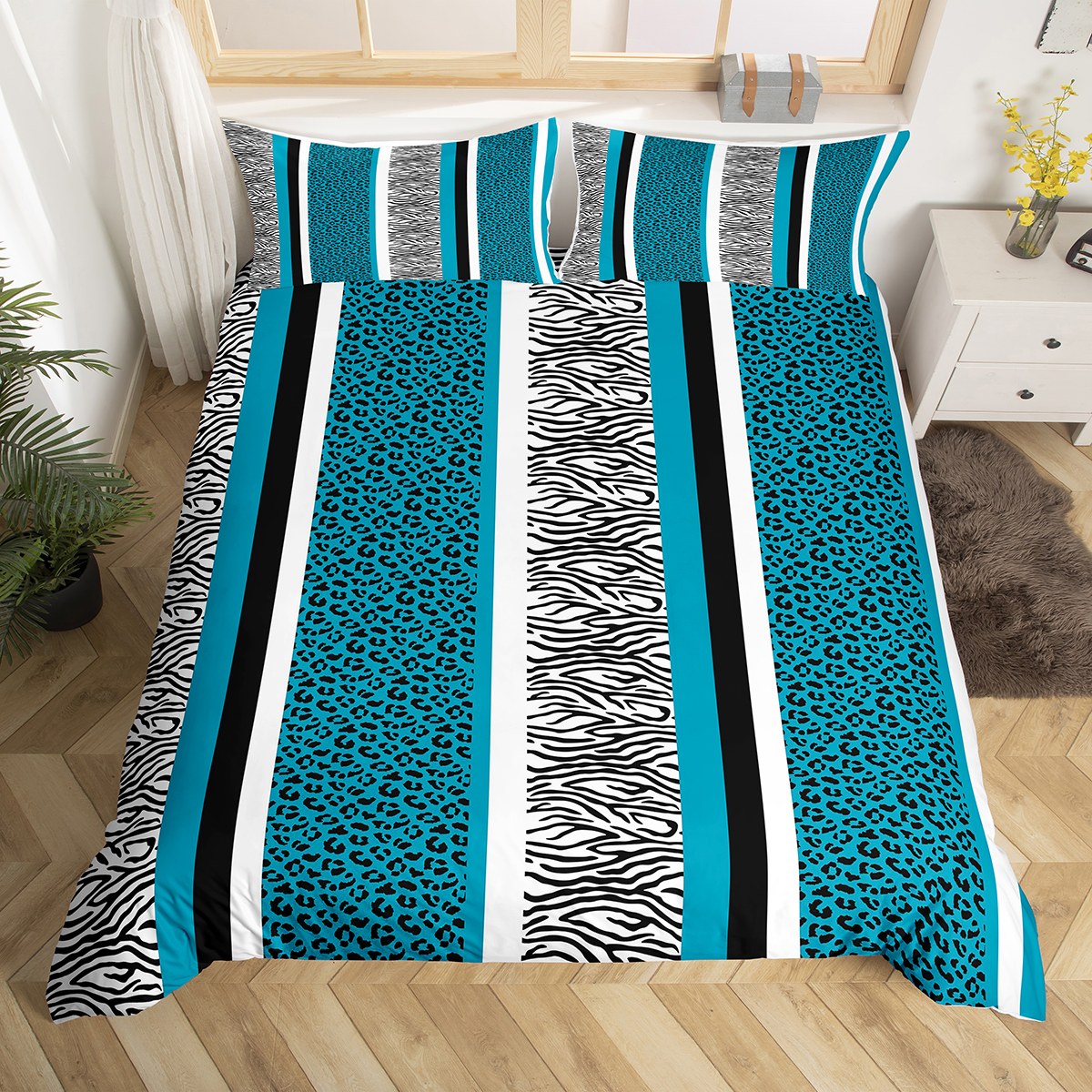 Blue Zebra Print Bedding