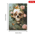 8x12 Inch Metal Wall Art, Vintage Skull Floral Roses Monarch ...