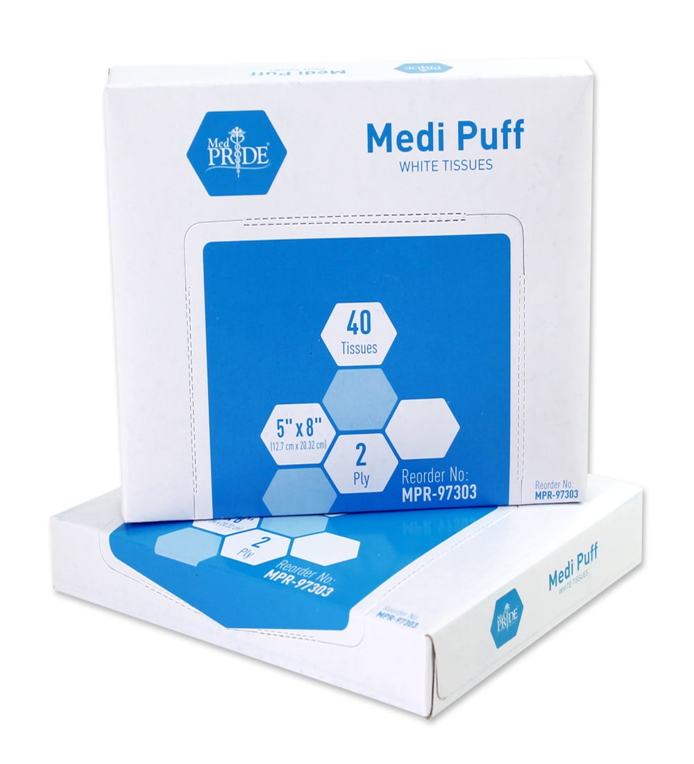 MedPride Medi-Puff Facial Tissues, 5" x 8", Box of 40 - Walmart.com
