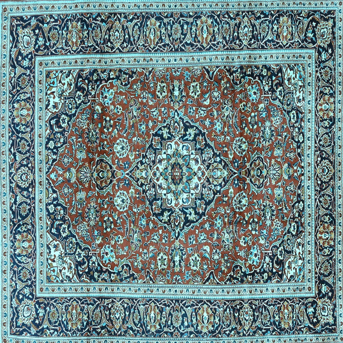 Ahgly Company Indoor Square Medallion Light Blue Traditional Area Rugs ...