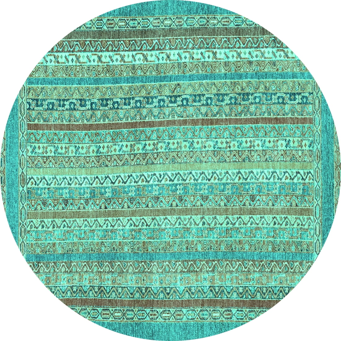 Ahgly Company Indoor Round Oriental Turquoise Blue Modern Area Rugs, 8 ...