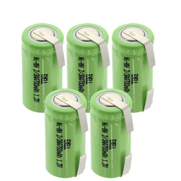 5x Exell 2/3AA NiMH 700mAh 1.2V Flat top Rechargeable Battery with Tabs ...
