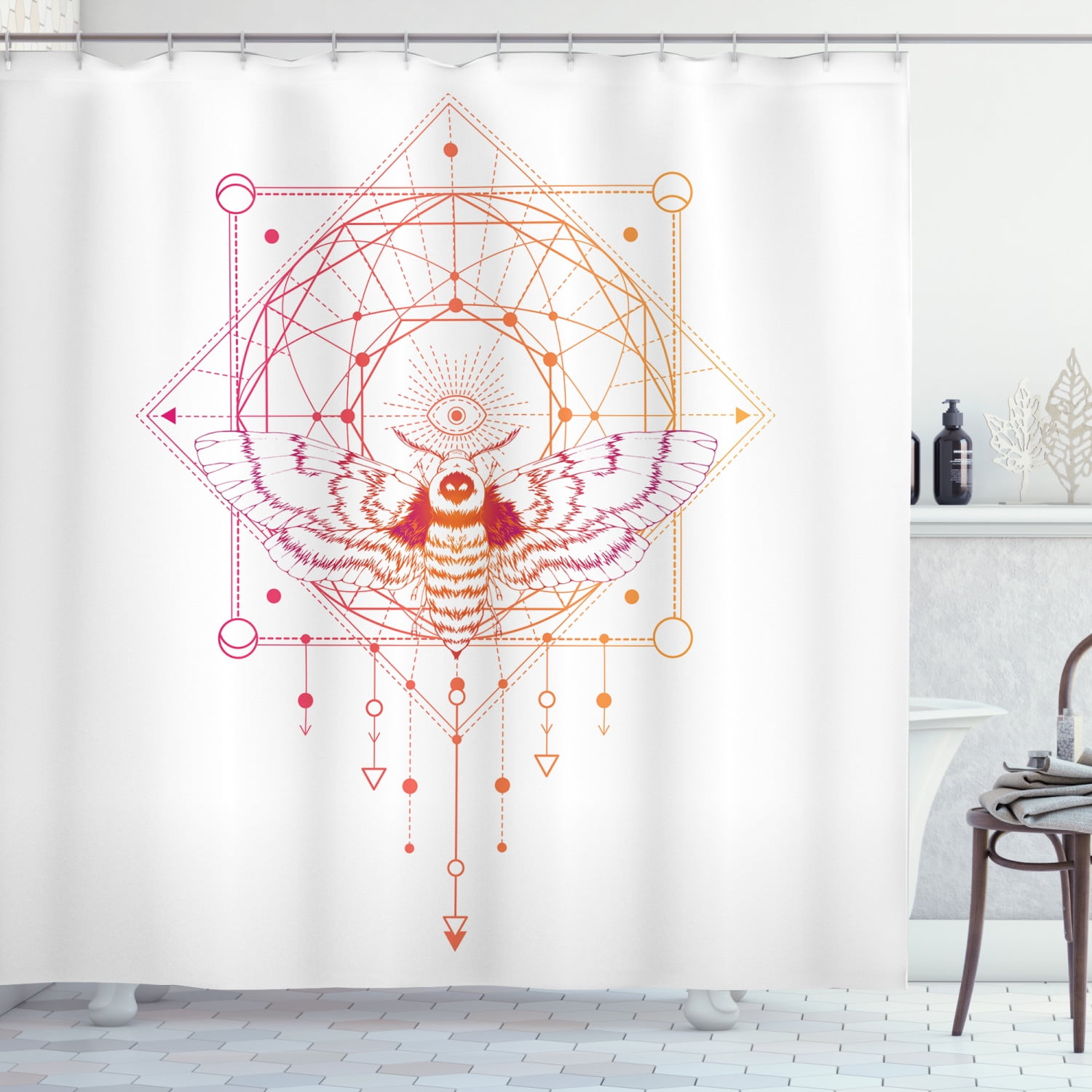 Alchemy Shower Curtain, Vibrant Color Change Outline with Geometric ...
