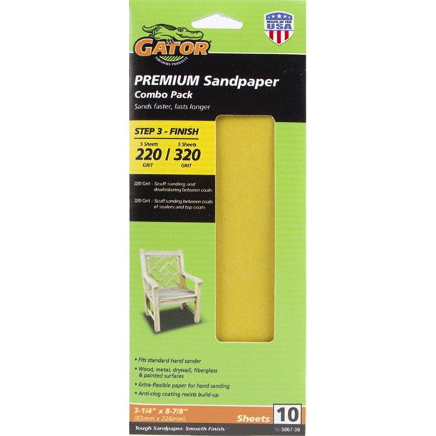 Gator Premium Sanding Sheet 220/320 Grit, 10 Pack - Walmart.com