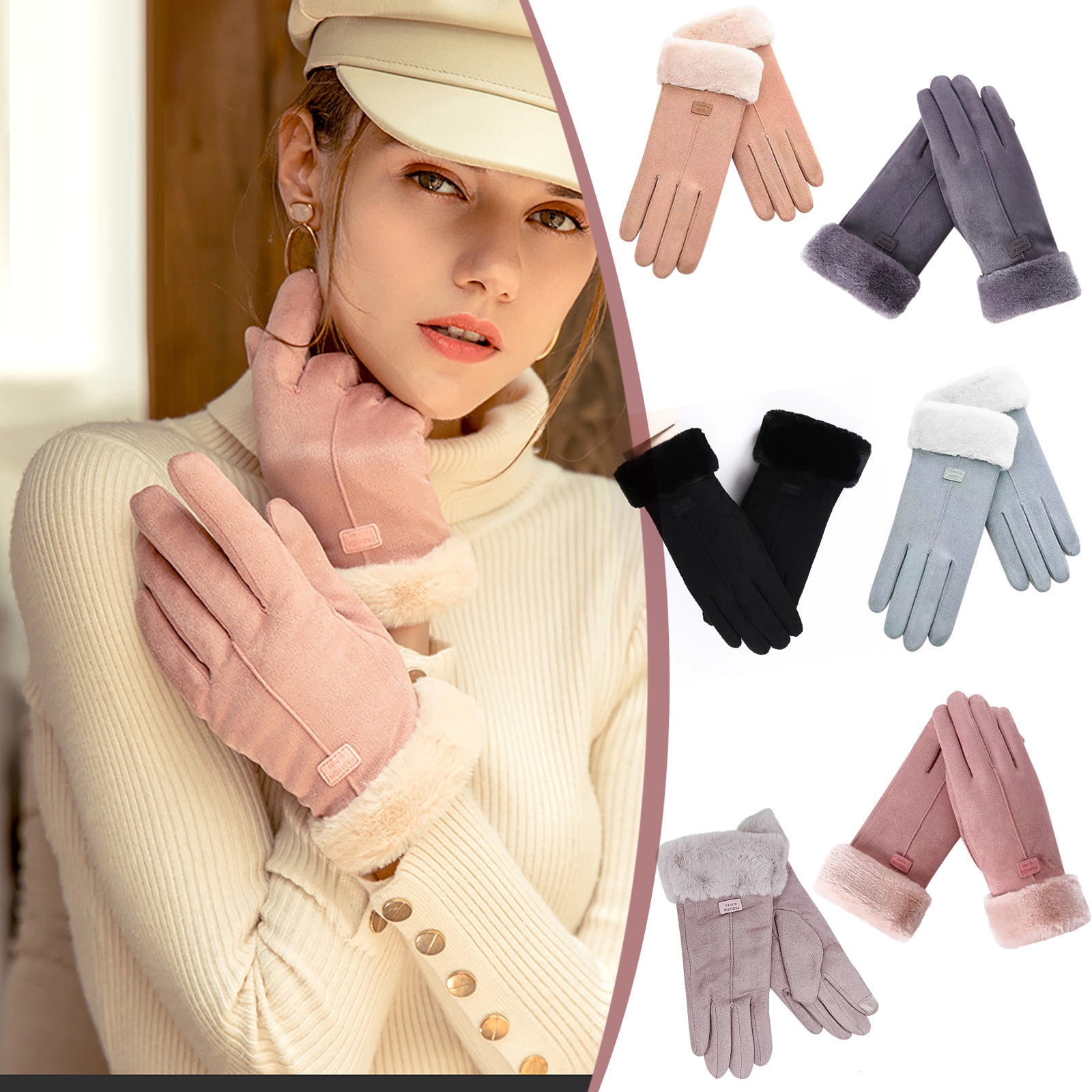 Click here for Boovnll Winter Gloves Women Thicken Leather  Fleec... prices