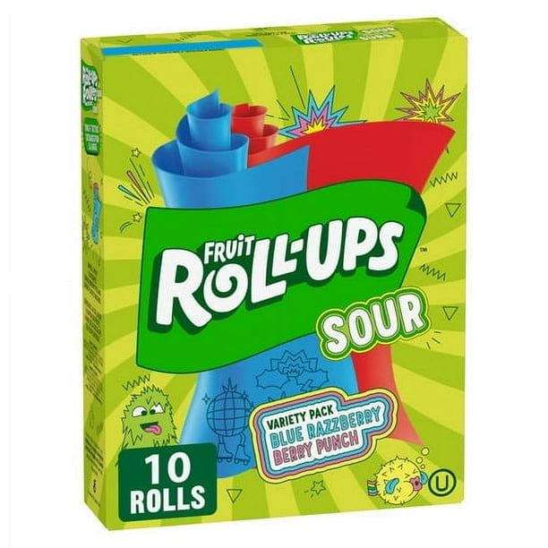 Fruit Roll-Ups Sour Blue Razzberry and Fruit Punch Flavours, 141g ...