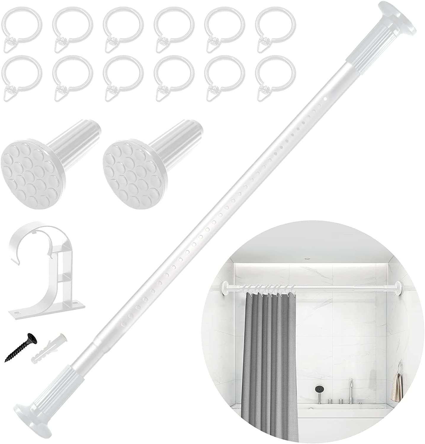 D Type Shower Rod With Ceiling Support - Walmart.com