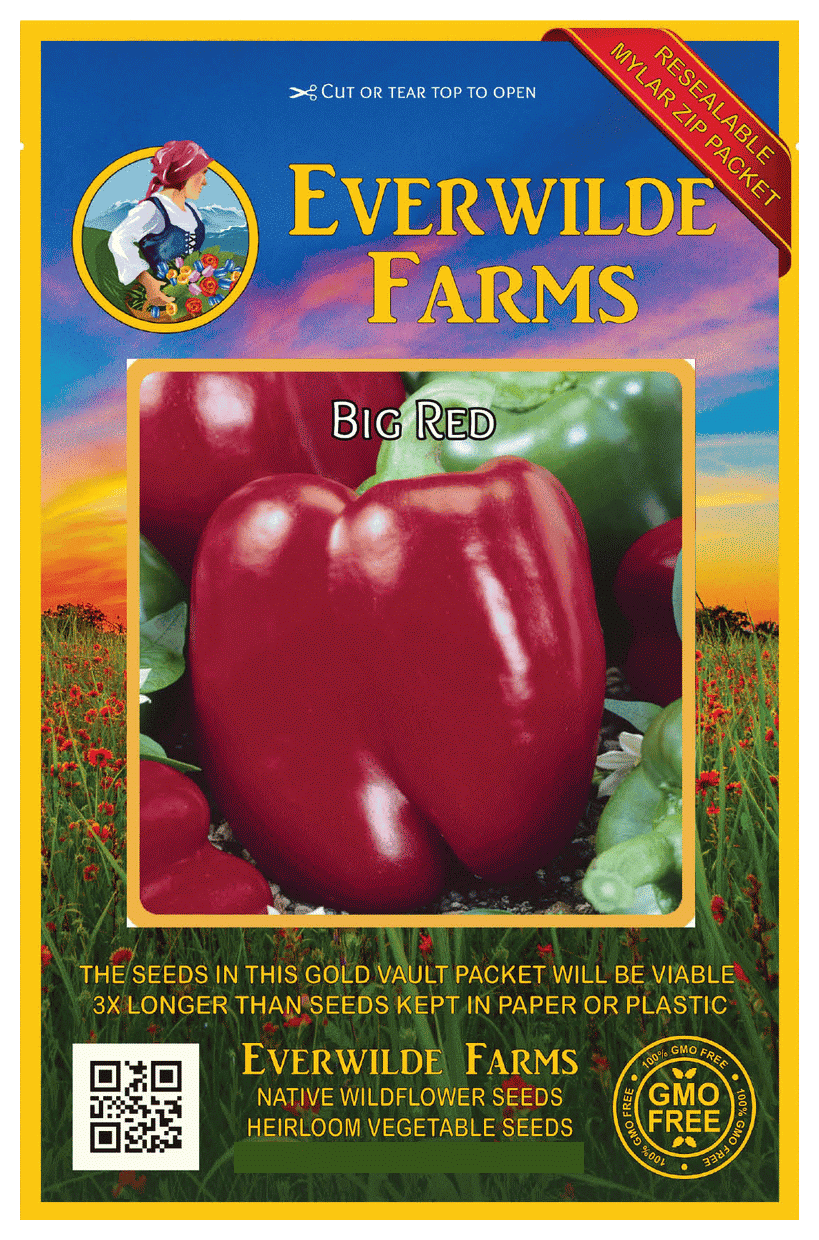 Everwilde Farms - 1 Oz Big Red Sweet Pepper Seeds - Gold Vault Bulk ...