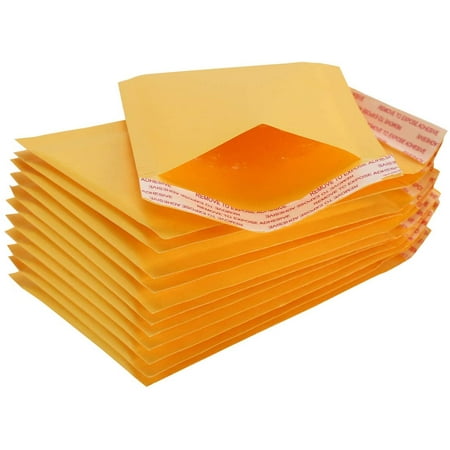 WARKHOME 50PCS 4''X8" Yellow Kraft Poly Bubble Mailer Self Seal Mailing ...