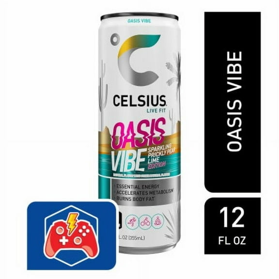 CELSIUS Sparkling Fantasy Vibe, Low Calorie Carbonated Energy Drink, 12 ...