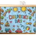Blue Children's Day Small Cabinet Curtains 10"W x 11"L, Car Tree Stars ...