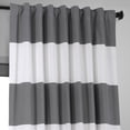 Slate Grey & Off White Horizontal Stripe Cotton Hotel Blackout Curtain ...