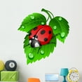 Ladybug Leaf Wall Mural by Wallmonkeys Peel and Stick Graphic (48 in H ...