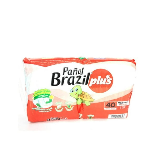 Pack de 4 Pañal Brazil Plus Mediano 40 piezas Brazil plus Mediano ...