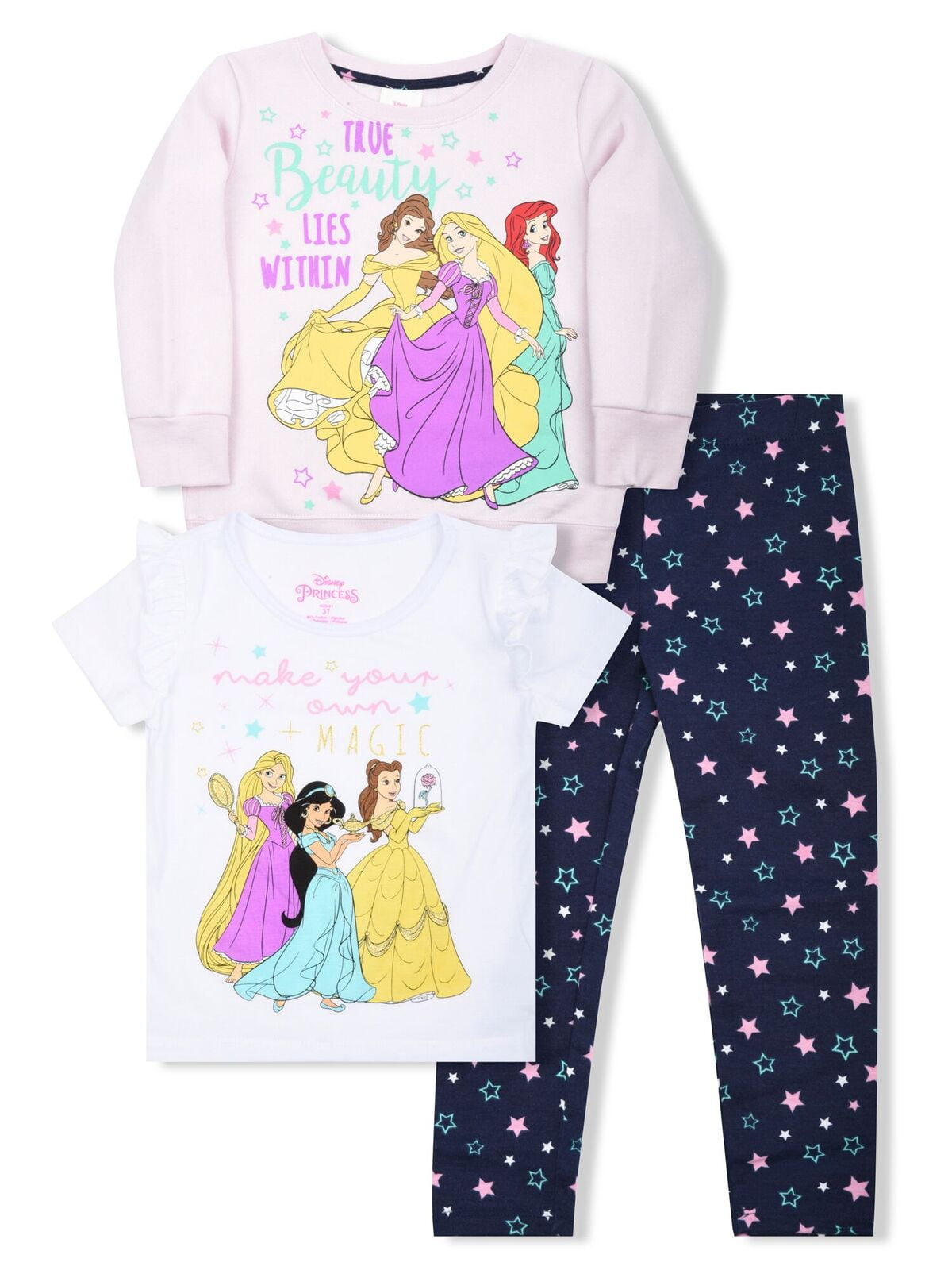 Disney Princess Graphic Sweatshirt, T-Shirts, And Legging, 3-Piece ...