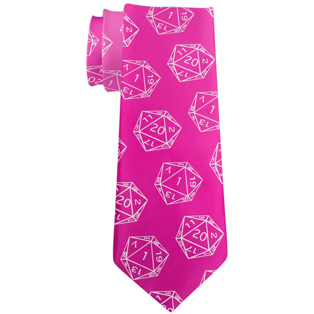 D20 Gamer Critical Hit and Fumble Pink Pattern All Over Neck Tie Multi ...