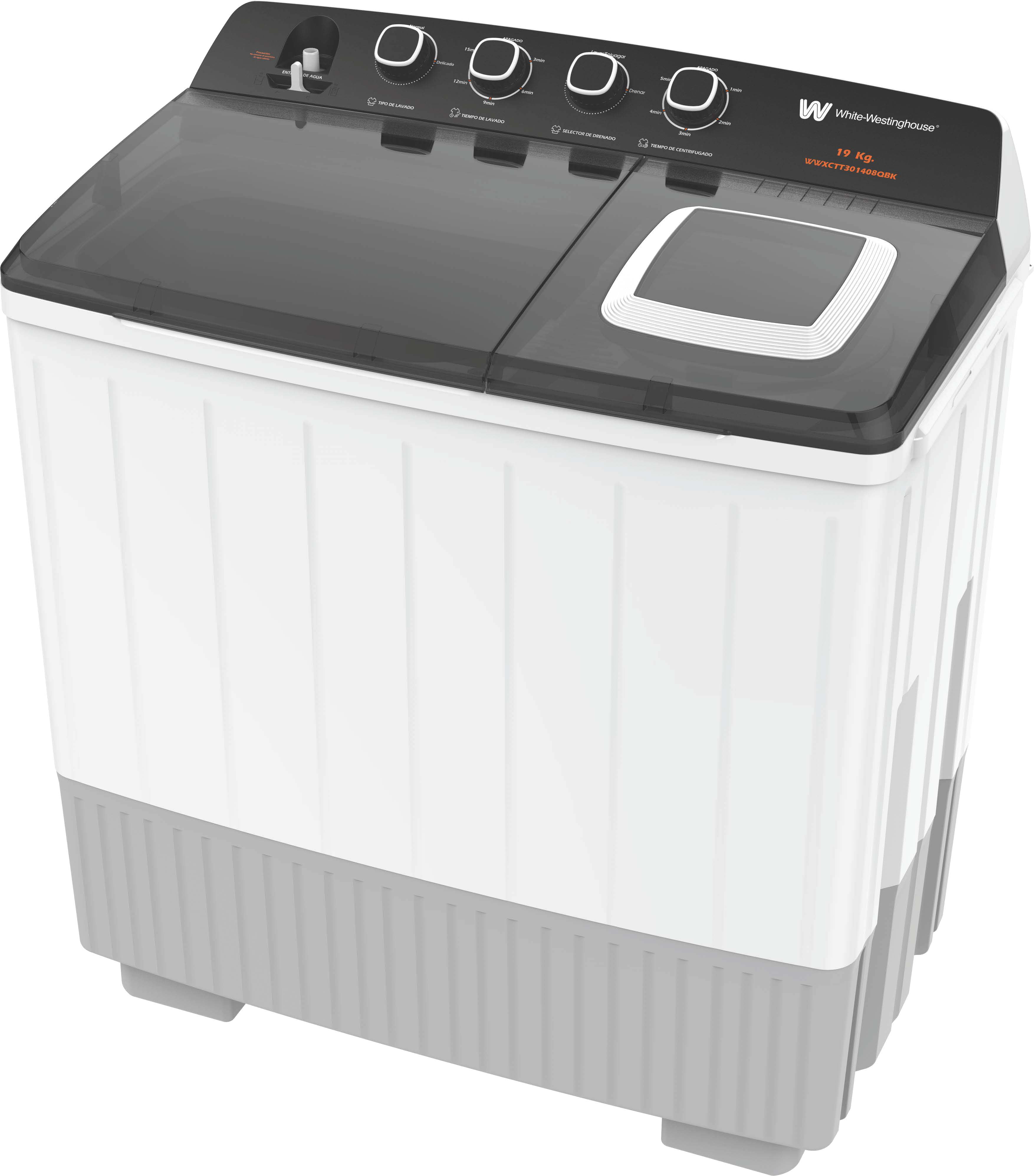 Lavadora semiautomática de doble tina White Westinghouse 19 kg WWXCTT301408Q White-Westinghouse ...
