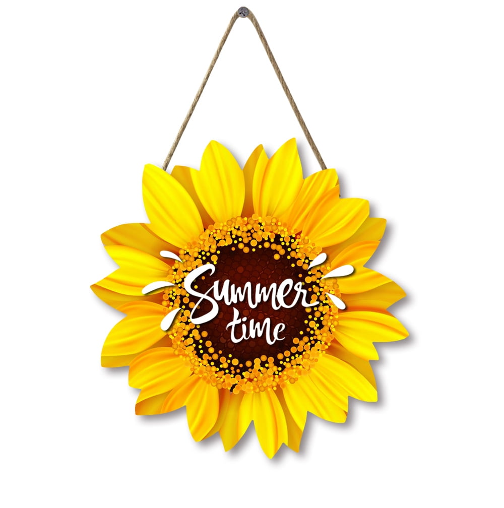 Sunflower Summer Time Wood Door Hanger 12 Inch Large Wooden Flower Sign ...