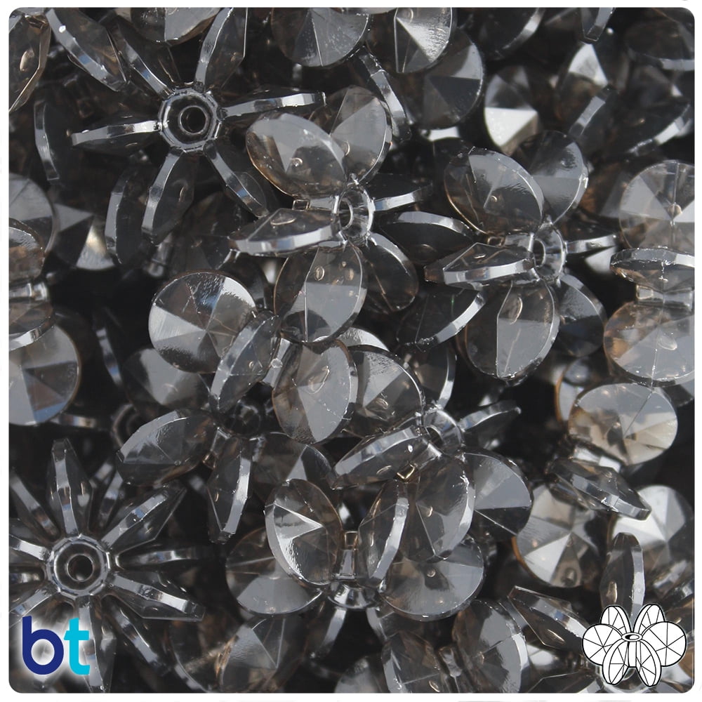 BeadTin Jet Transparent 25mm SunBurst Plastic Craft Beads (80pcs ...