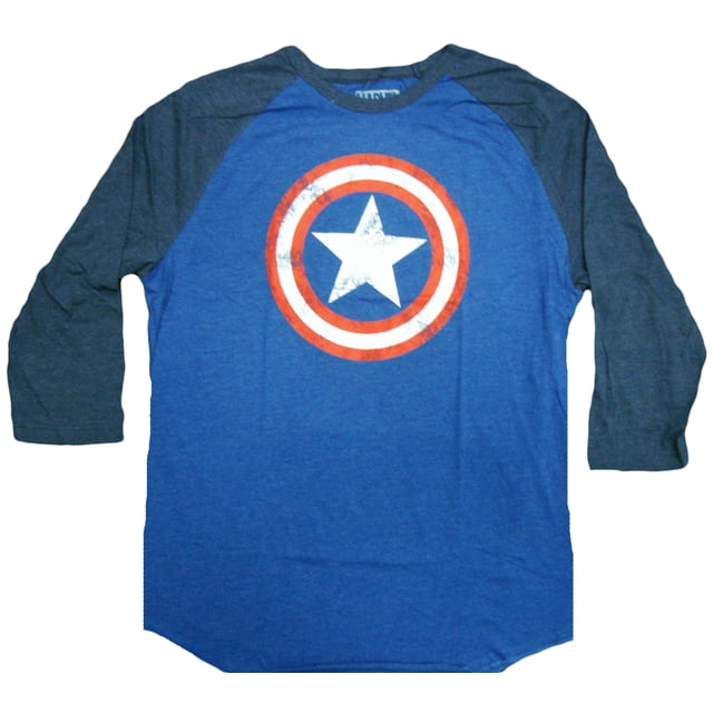 Captain America Shield Blue Baseball T-Shirt-Men's XLarge - Walmart.com