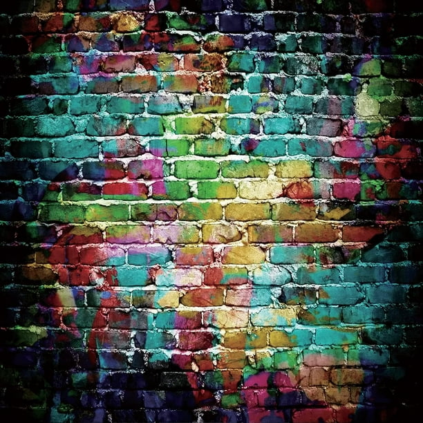 SJOLOON 10x10ft Colorful Brick Wall Backdrop 90s Photo Backdrop 80's ...