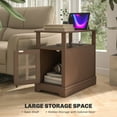 HOMCOM Side Table with Charging Station, Narrow End Table with USB ...