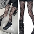 Aellinatey Women Checkered Grid Patterned Sheer Fishnet Mesh Pantyhose ...