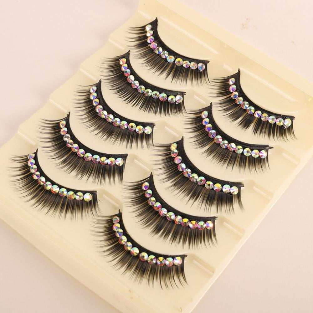 5 Pairs Colorful Eyelashes Halloween Mink Colored Long Dramatic False ...