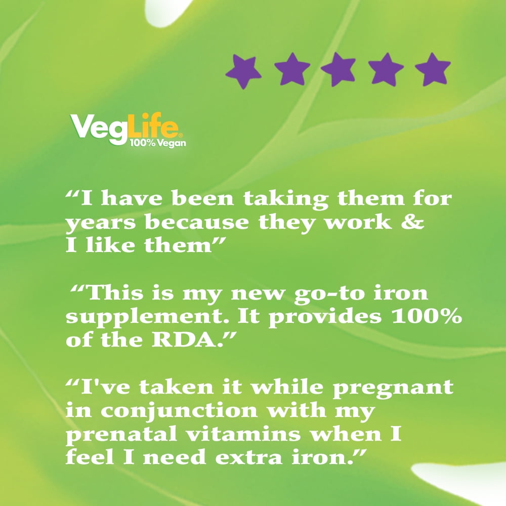 Buy VegLife Iron, Vegan Chewables 18mg | Iron Glycinate For Gentle ...